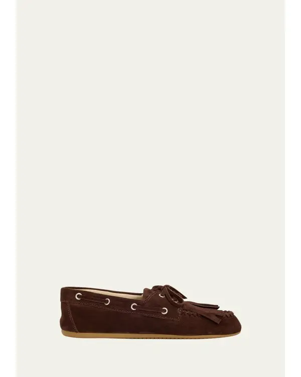 Miu Miu Fringe Suede Moccasin Loafers