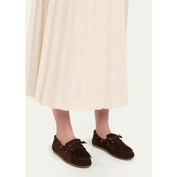 Miu Miu Fringe Suede Moccasin Loafers
