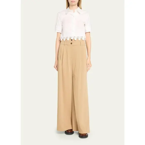 Monse Cherry Lace Crop Button-down Shirt