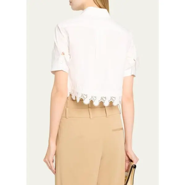 Monse Cherry Lace Crop Button-down Shirt