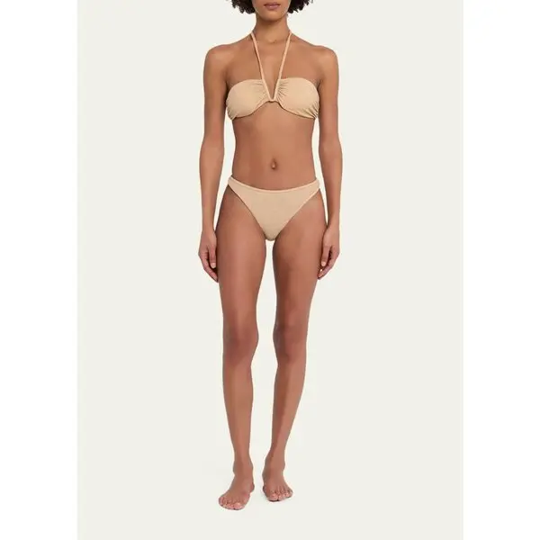 Ramy Brook June Metallic Halter Bikini Top