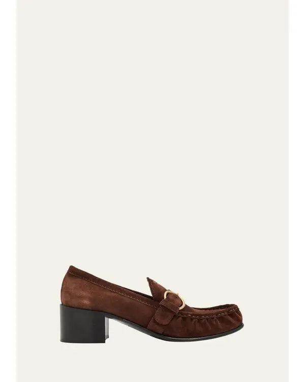 Miu Miu 45mm Suede Buckle Loafers