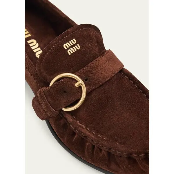 Miu Miu 45mm Suede Buckle Loafers