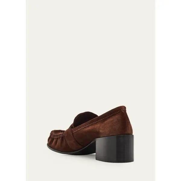 Miu Miu 45mm Suede Buckle Loafers