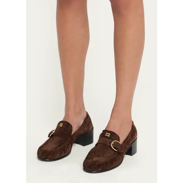 Miu Miu 45mm Suede Buckle Loafers