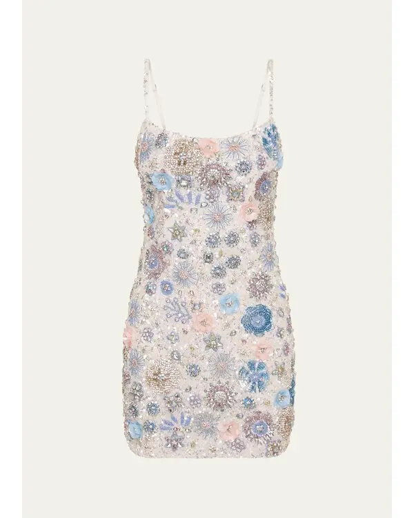 Rachel Gilbert Francesca Beaded Fit & Flare Mini Dress