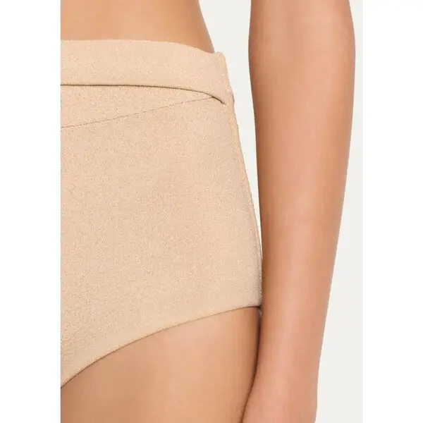 Ramy Brook Danice Metallic High-waist Bikini Bottoms