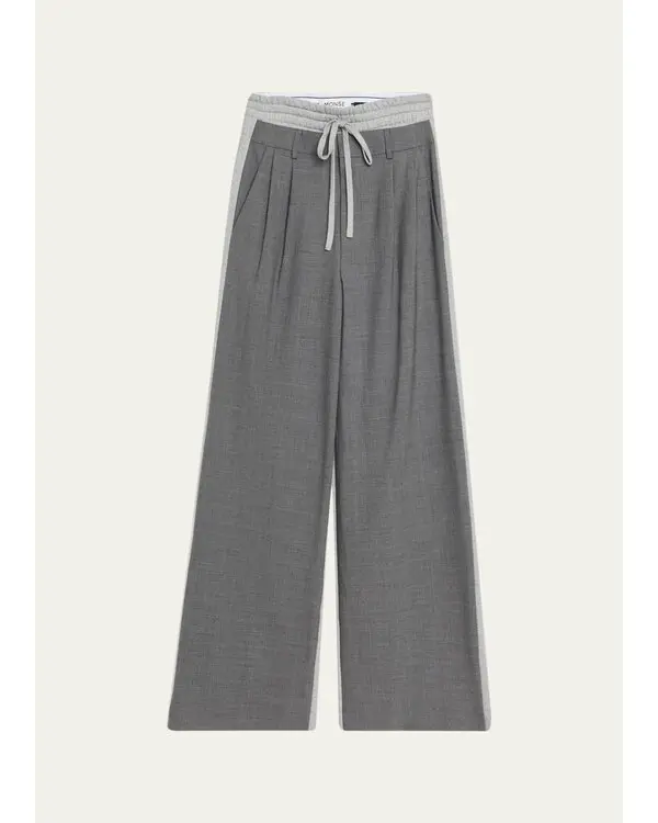Monse Tailored Wool Combo Wide-leg Sweatpants