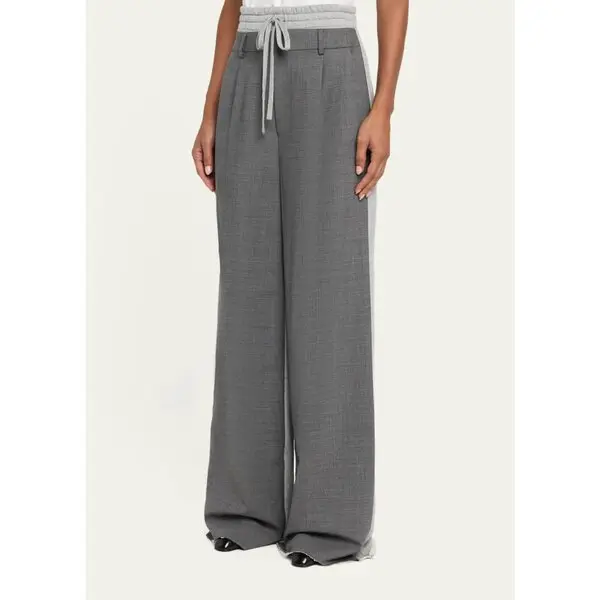 Monse Tailored Wool Combo Wide-leg Sweatpants