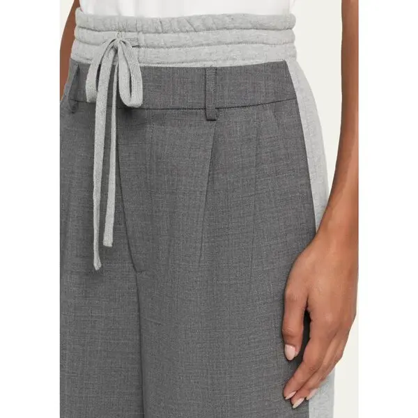 Monse Tailored Wool Combo Wide-leg Sweatpants