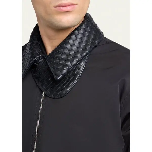 Bottega Veneta Leather Intrecciato-collar Nylon Blouson