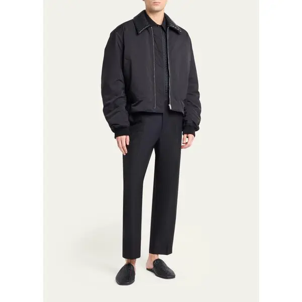 Bottega Veneta Leather Intrecciato-collar Nylon Blouson