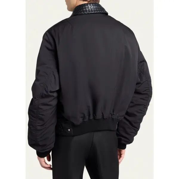 Bottega Veneta Leather Intrecciato-collar Nylon Blouson