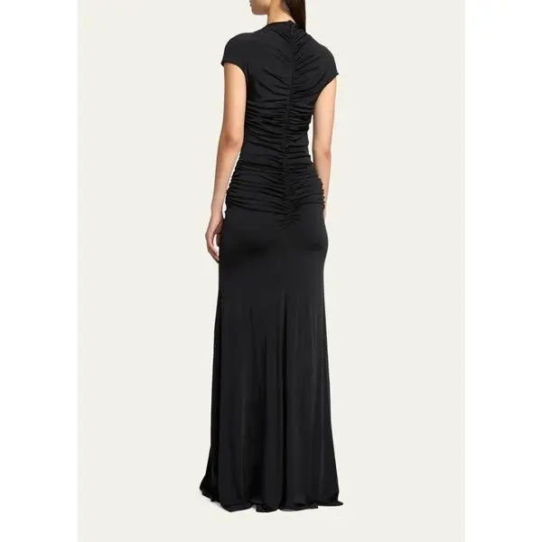 Giorgio Armani Ruched Cap-sleeve Rhinestone Gown