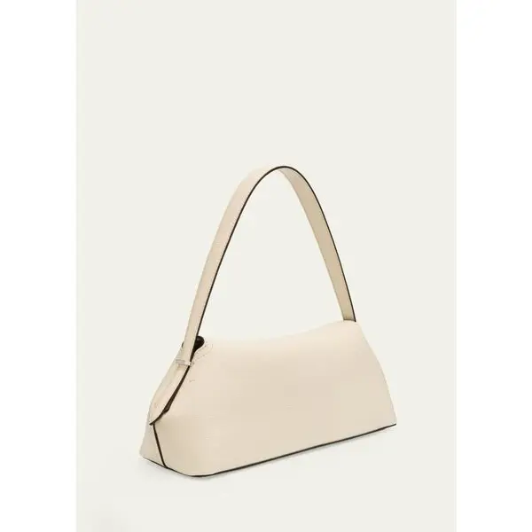 TOTEME T-lock Grained Leather Shoulder Bag - Milk