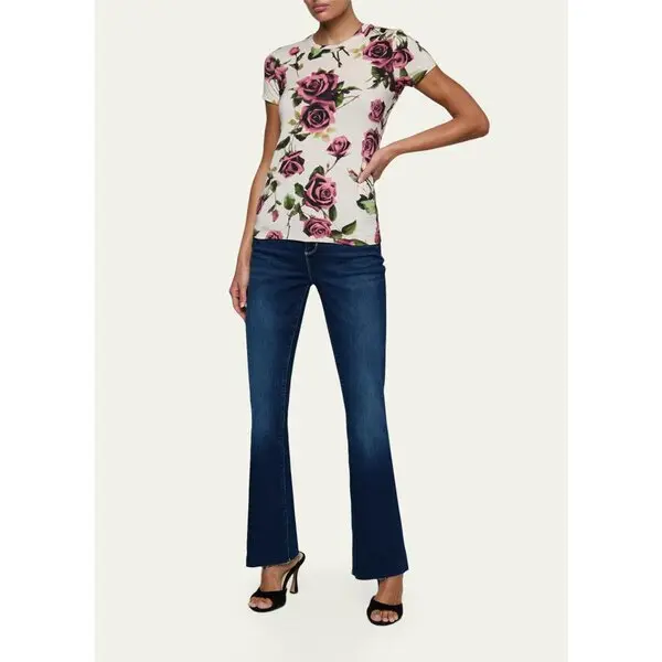 L'Agence Ressi Short-sleeve Rose Tee - Ecru