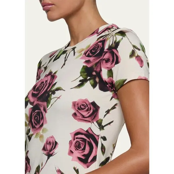 L'Agence Ressi Short-sleeve Rose Tee - Ecru