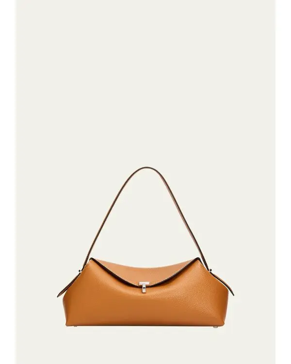 TOTEME Grained Leather T-lock Shoulder Bag - Tan
