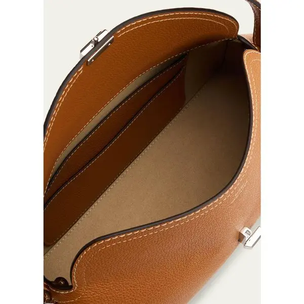 TOTEME Grained Leather T-lock Shoulder Bag - Tan