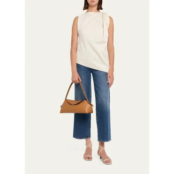 TOTEME Grained Leather T-lock Shoulder Bag - Tan