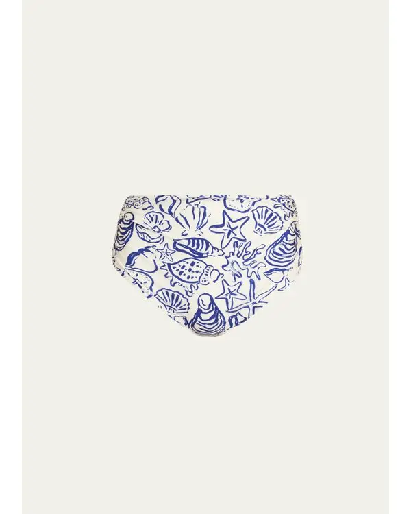 Simkhai Teya Ruched High-rise Bikini Bottoms - Blueberry