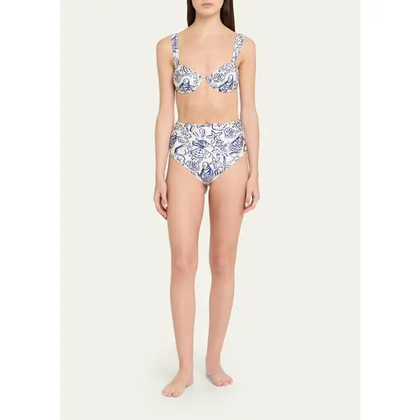Simkhai Teya Ruched High-rise Bikini Bottoms - Blueberry