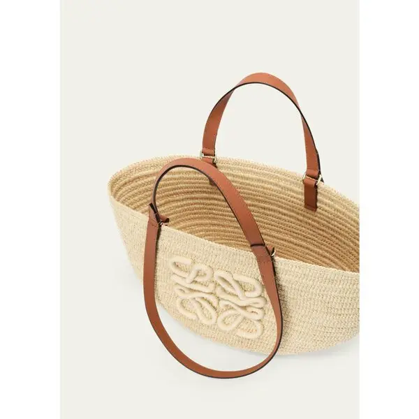 Loewe X Paula's Ibiza Extra Large Eclipse Basket Bag In Raffia And Calfskin
