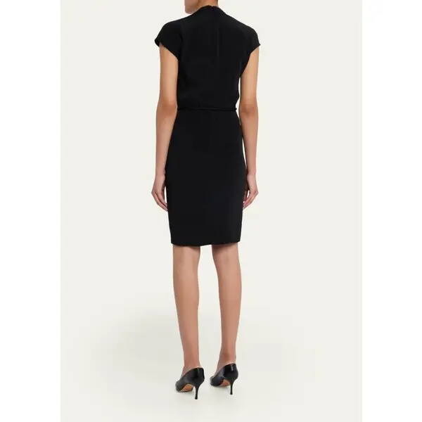 Giorgio Armani Belted Cap-sleeve Jersey Wrap Dress