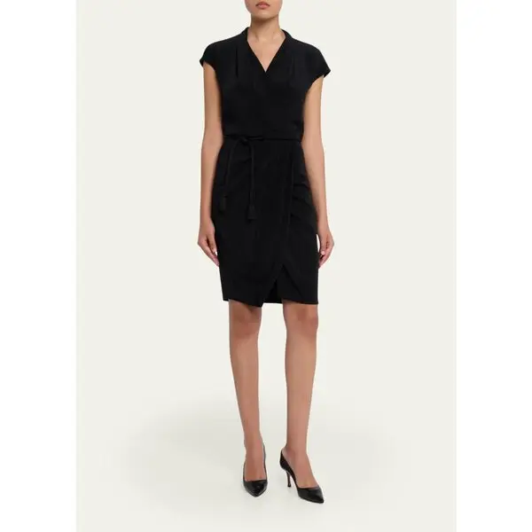 Giorgio Armani Belted Cap-sleeve Jersey Wrap Dress