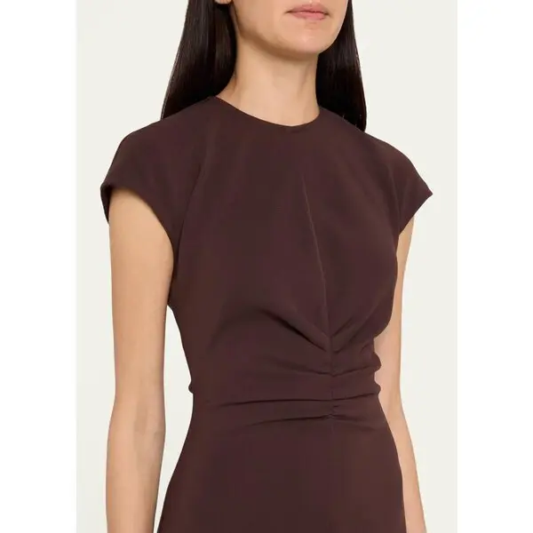 Veronica Beard June Ruched Cap-sleeve Midi Dress