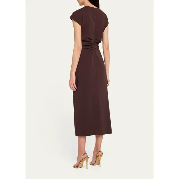 Veronica Beard June Ruched Cap-sleeve Midi Dress