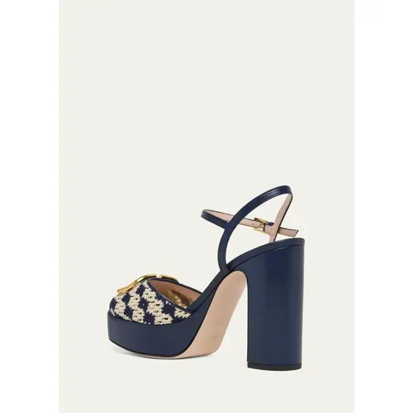 Valentino Garavani 115mm Vlogo Crochet And Leather Platform Sandals