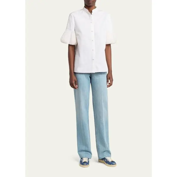 Valentino Garavani Floral Embroidered Denim Low-top Sneakers
