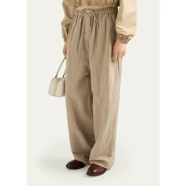 Prada Drawstring Cotton-linen Pants - Grey