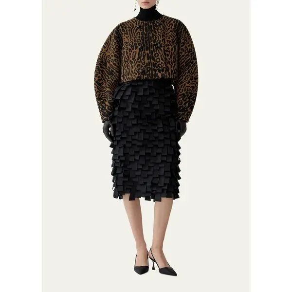 Carolina Herrera Silk Layered Pencil Skirt