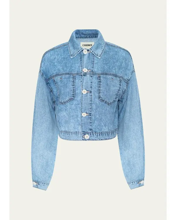 L'Agence Gaines Balloon-sleeve Denim Jacket
