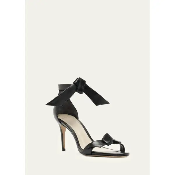 ALEXANDRE BIRMAN 75mm Clarita Leather Bow Ankle-strap Sandals
