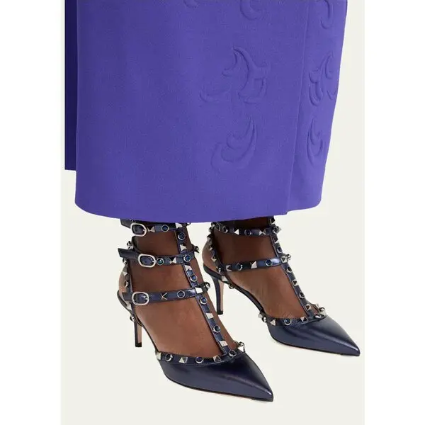 Valentino Garavani 65mm Rockstud Metallic Leather Ankle-strap Pumps