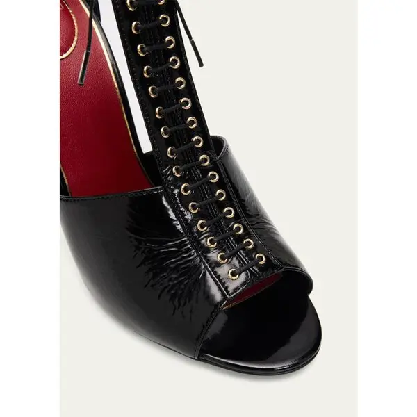 Valentino Garavani 105mm Patent Leather Bustier T-strap Sandals - Nero