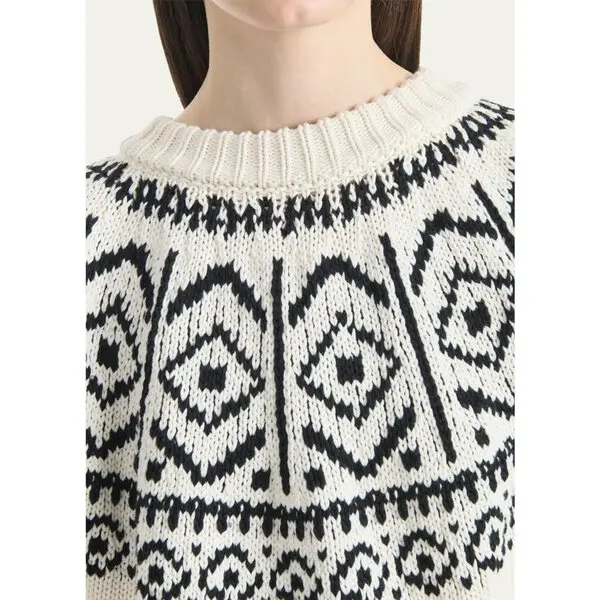 Altuzarra Howard Fair Isle Short Puff-sleeve Sweater