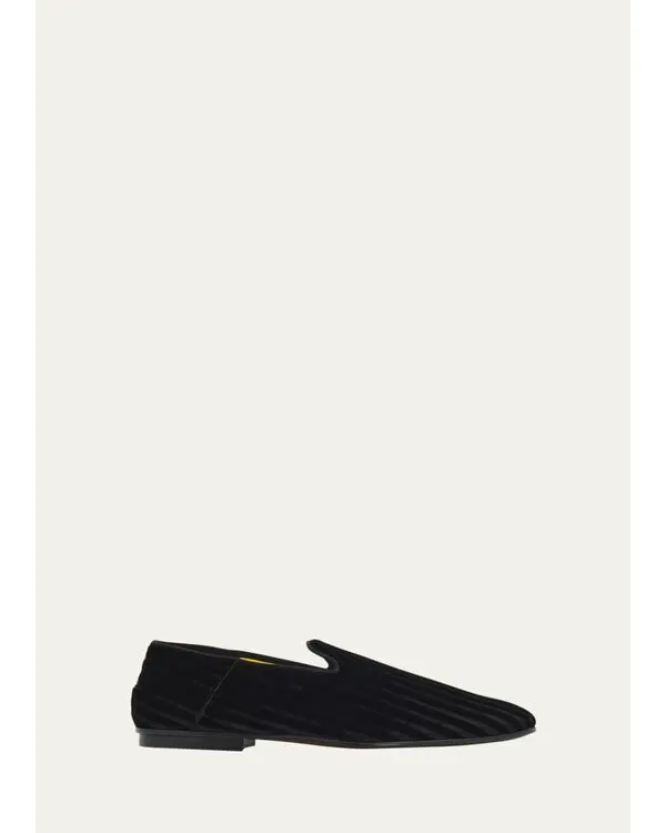 TOM FORD Striped Velvet Loafers - Black