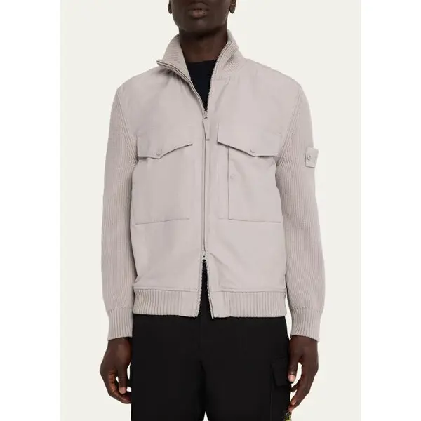 Stone Island Wool And Cotton Hybrid Knit Blouson