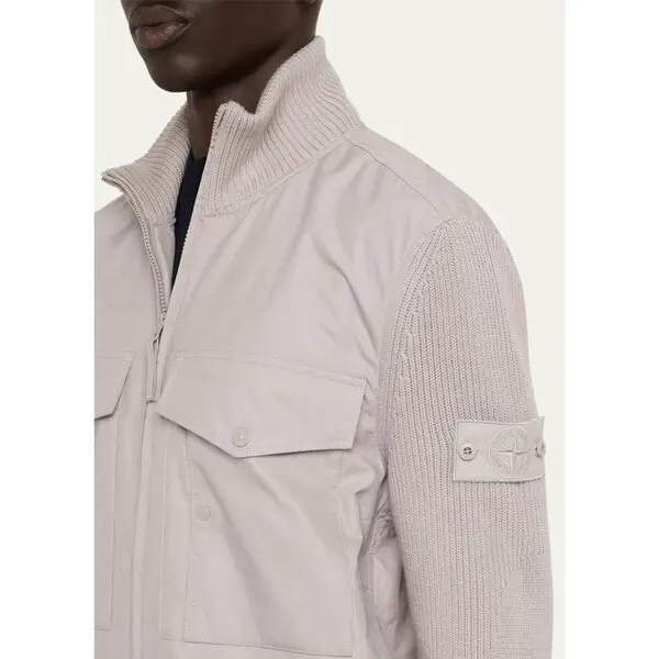 Stone Island Wool And Cotton Hybrid Knit Blouson