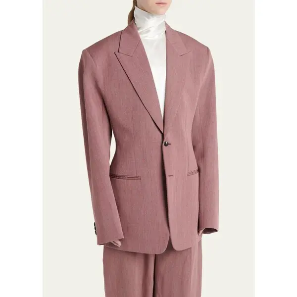 Bottega Veneta Oversized Wool-linen Single-breasted Jacket - Pink