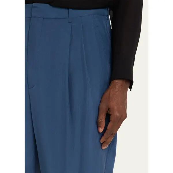 Saint Laurent Silk Habotai Pleated Trousers