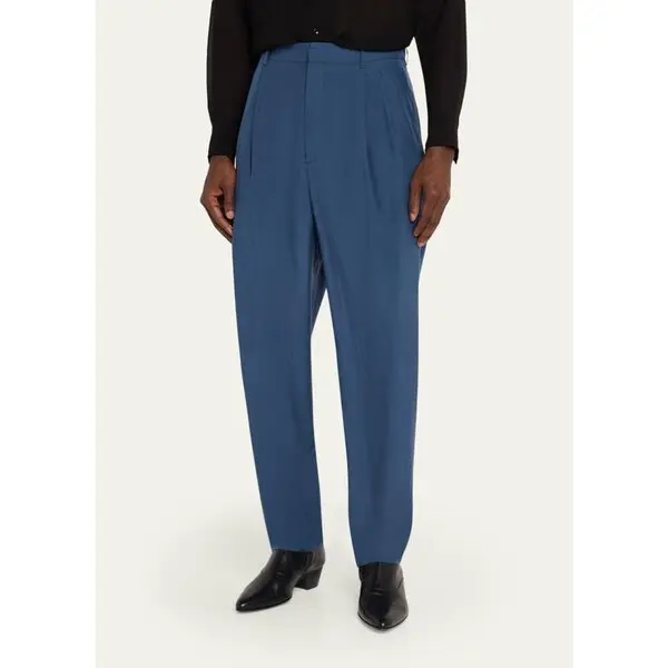 Saint Laurent Silk Habotai Pleated Trousers