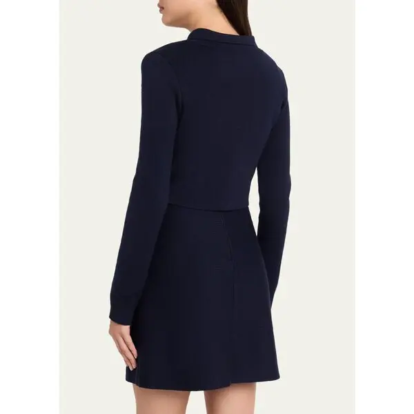 Oscar De La Renta Floral Embroidered Wool Crop Collared Cardigan