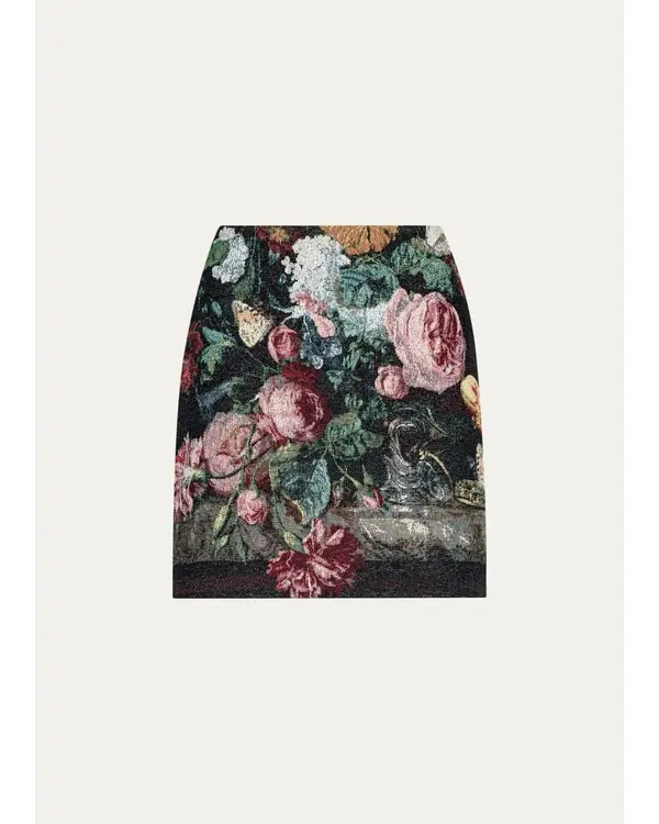 L'Agence Marseille Floral Jacquard Mini Skirt