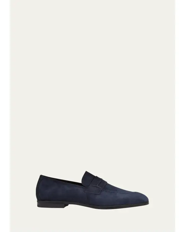 TOM FORD Sean Suede Penny Loafers - Black