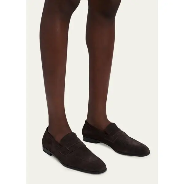 TOM FORD Sean Suede Penny Loafers - Black